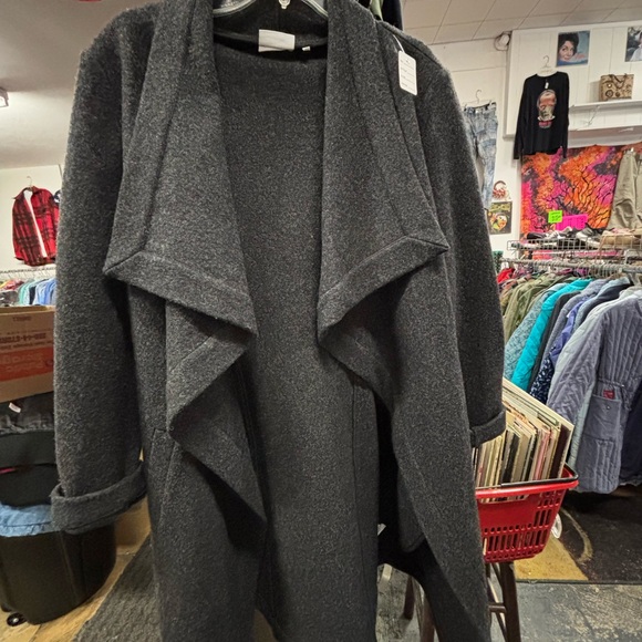 Foil | Jackets & Coats | Foil 0 Wwool Chic Dark Gray Womens Open Draped ...